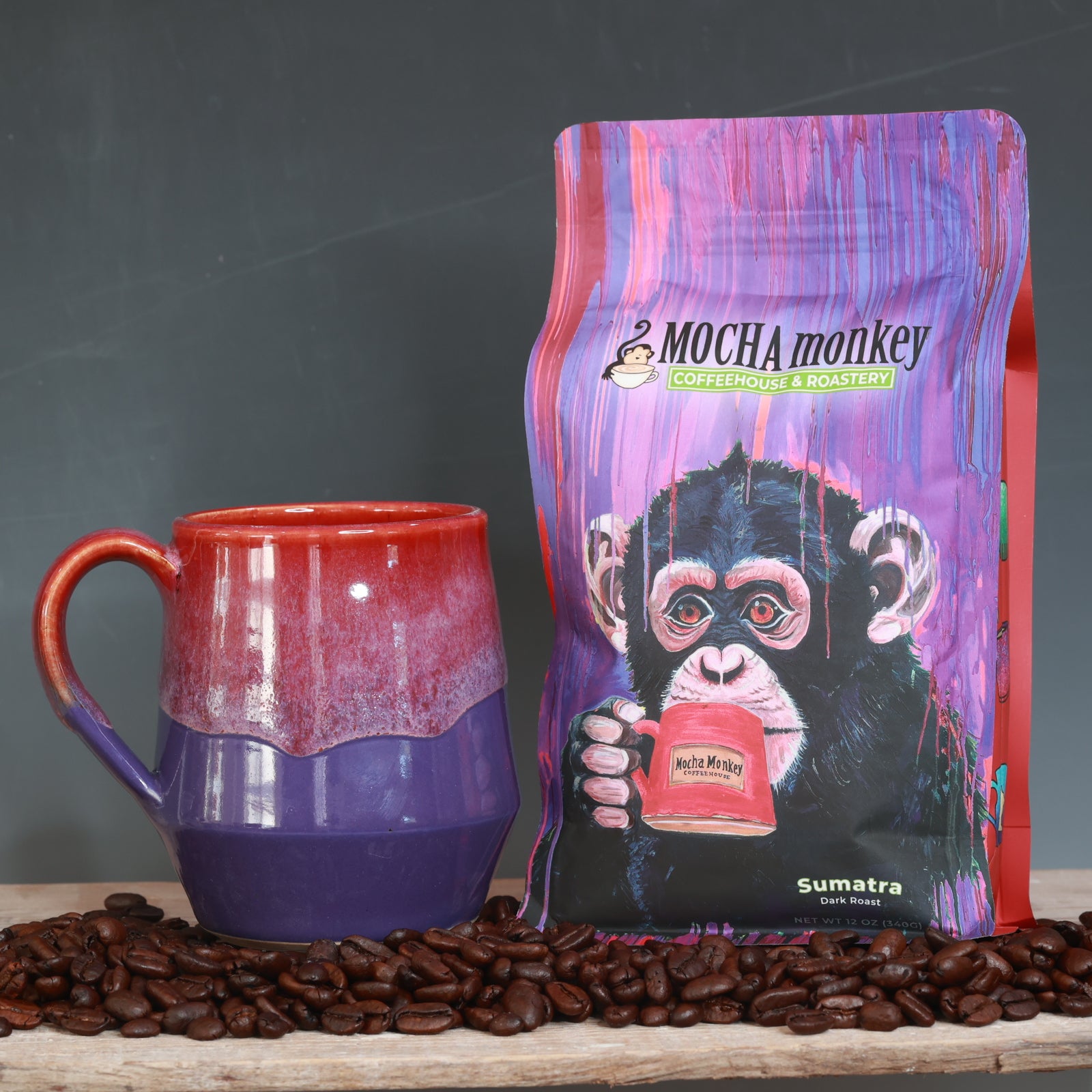 Handcrafted Mocha Monkey Pottery Mug